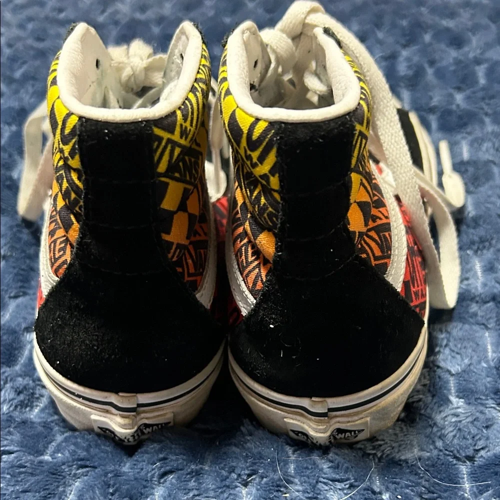 Vans | Shoes | Vans Youth Hightop Canvas Sneakers Black With Yellow Red ...